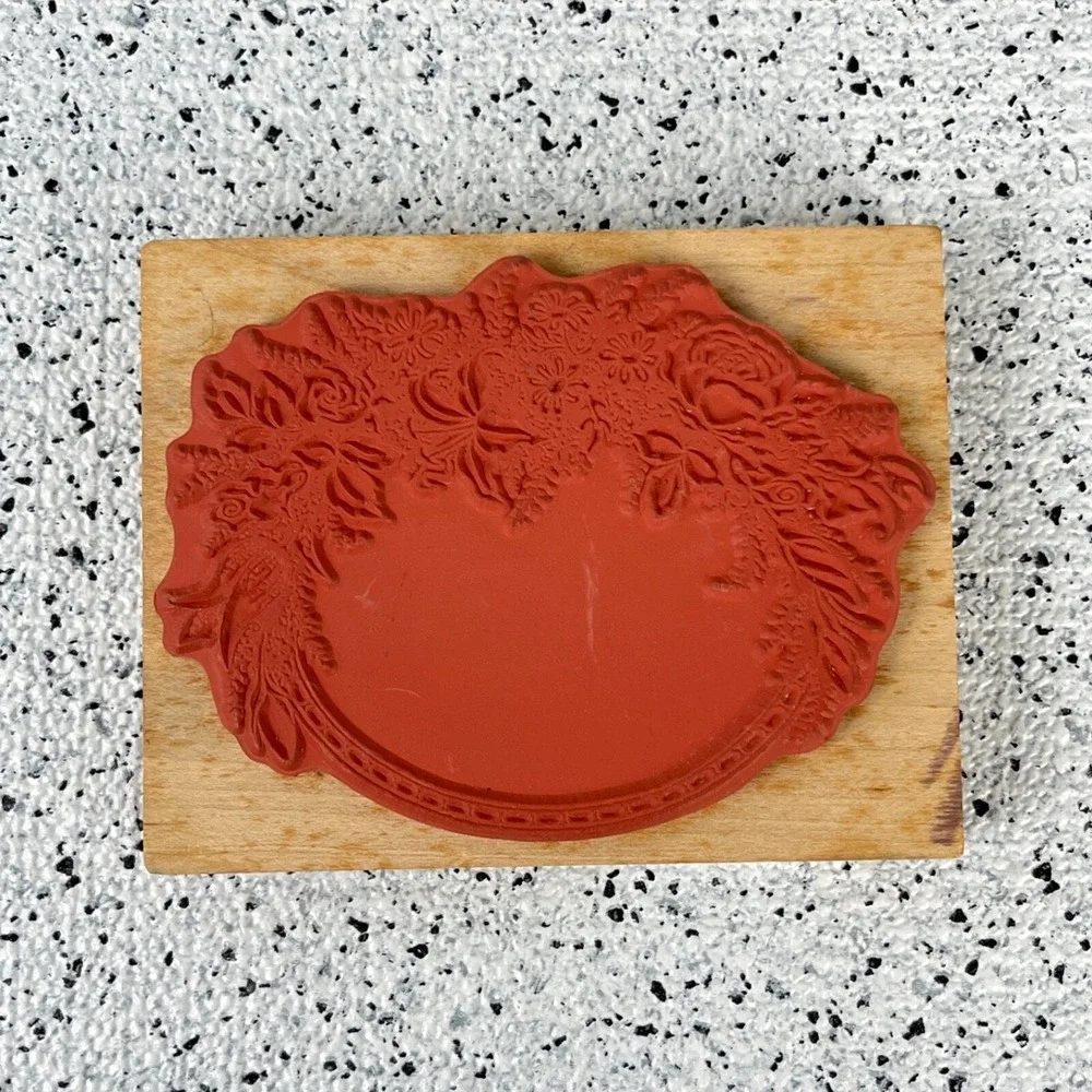 Office | Vintage 1989 Rubber Stamp Psx Floral Wreath K413 Frame Border ...